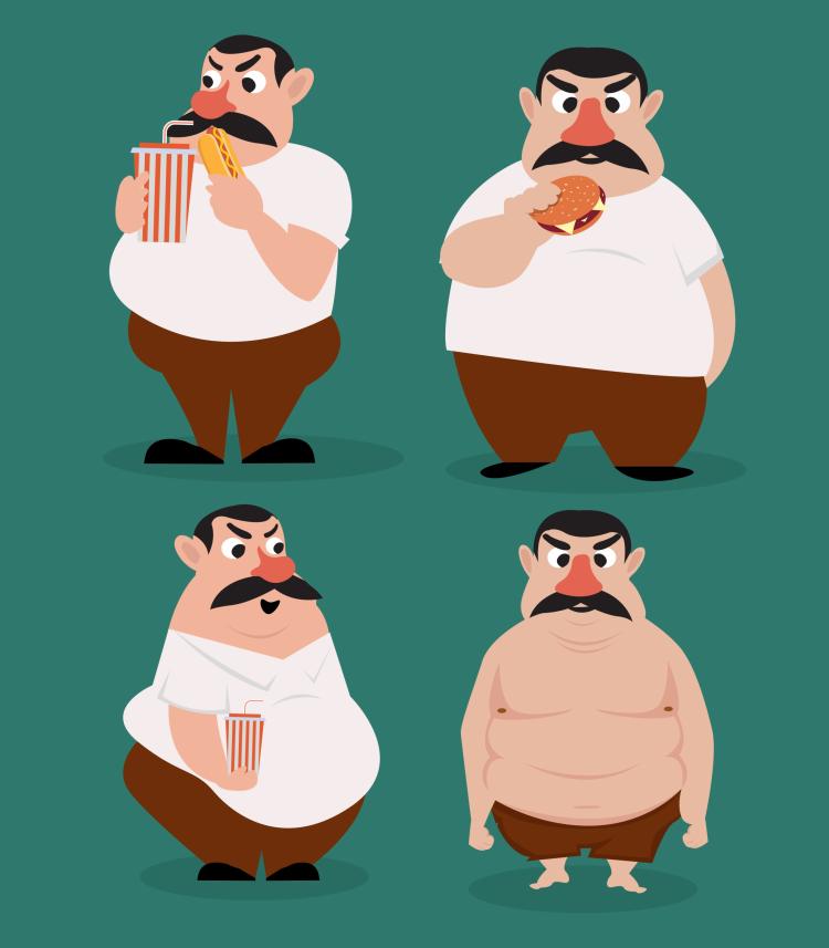 Fat Man Icons Funny Cartoon Character 133746 Free AI EPS Download